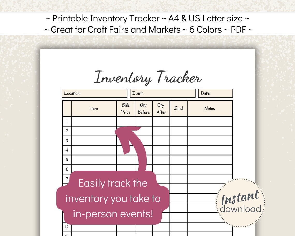 Printable Stock Tracker, In-person Inventory Tracking Sheet for Small ...