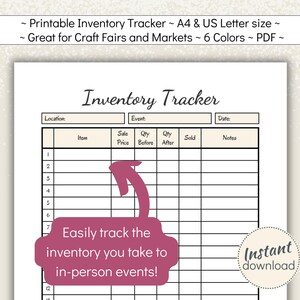 Printable Stock Tracker, In-person Inventory Tracking Sheet for Small ...
