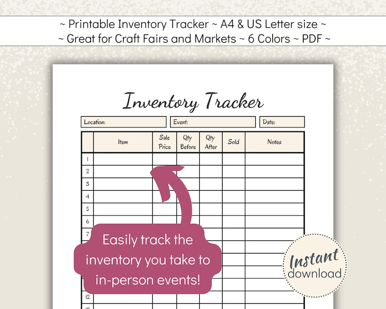Printable Stock Tracker, In-person Inventory Tracking Sheet for Small ...