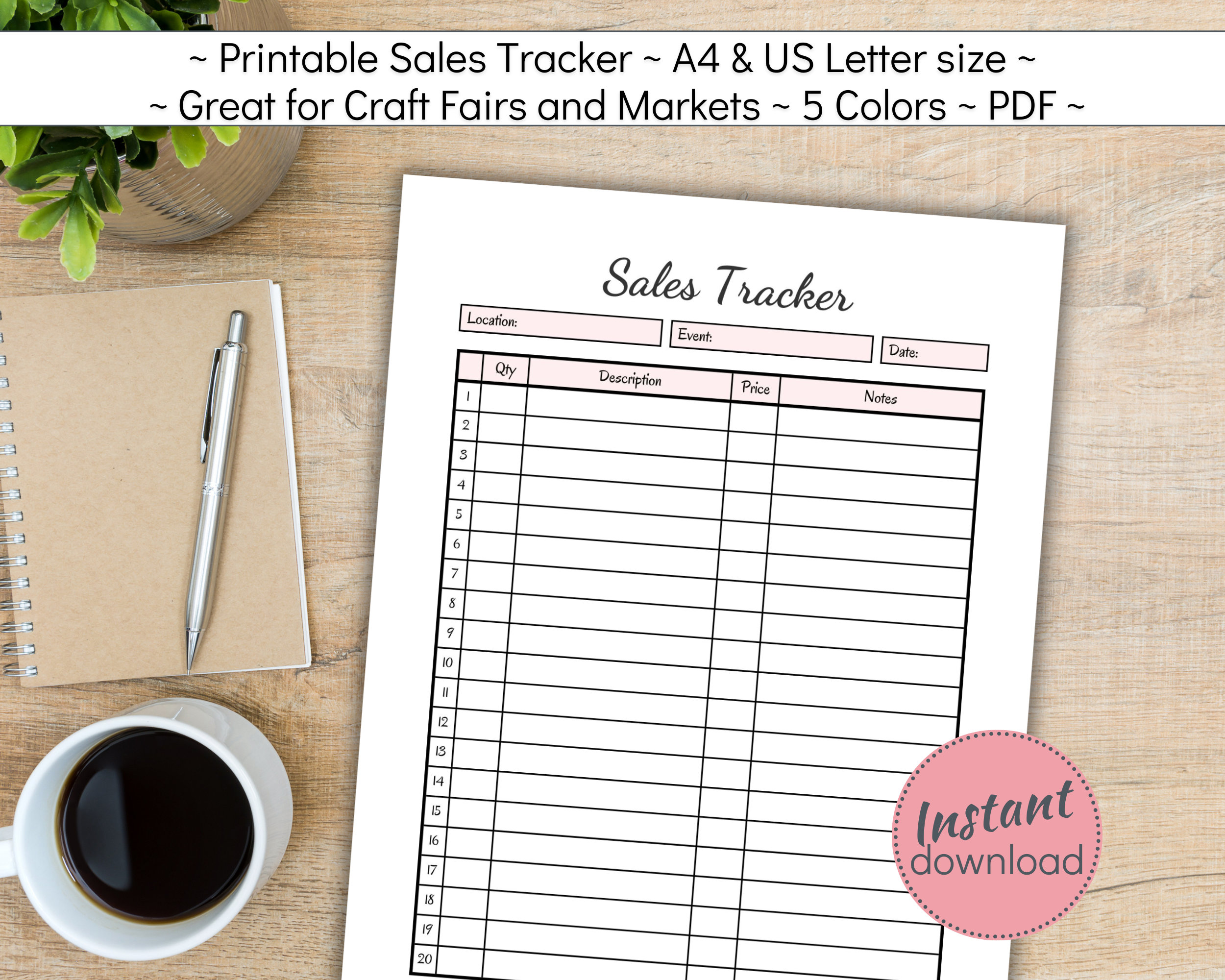 Sales Log Printable, In-person Sales Tracker for Small Business, Craft ...