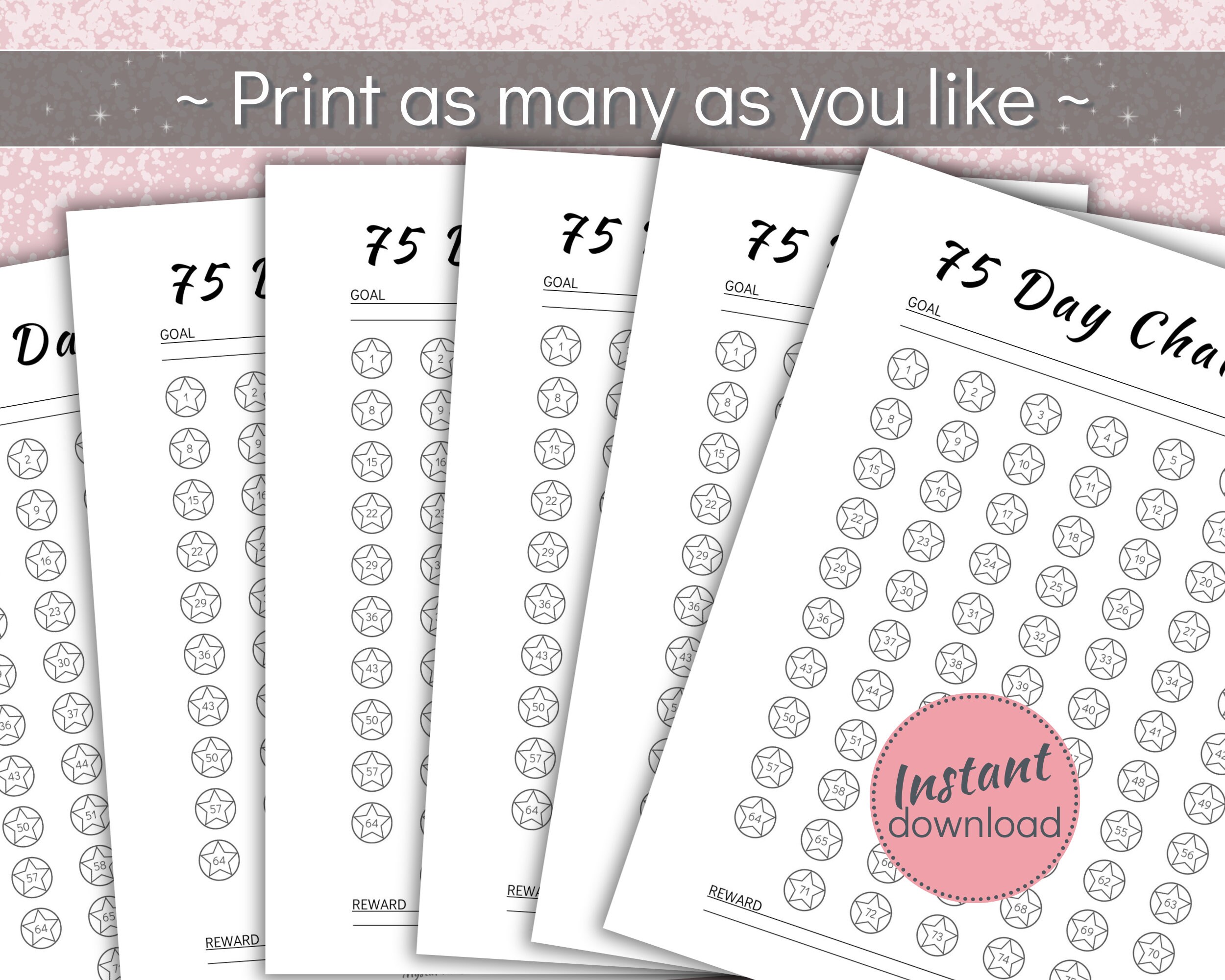 75 Day Challenge Printable, Habit Forming Action Plan, Goal Setting ...