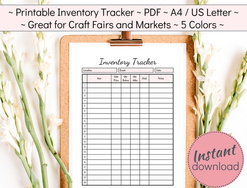 Inventory Tracker Printable In-person Stock Tracking Sheet - Etsy