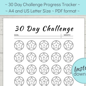 30 Day Challenge Progress Tracker Printable Habit Forming - Etsy