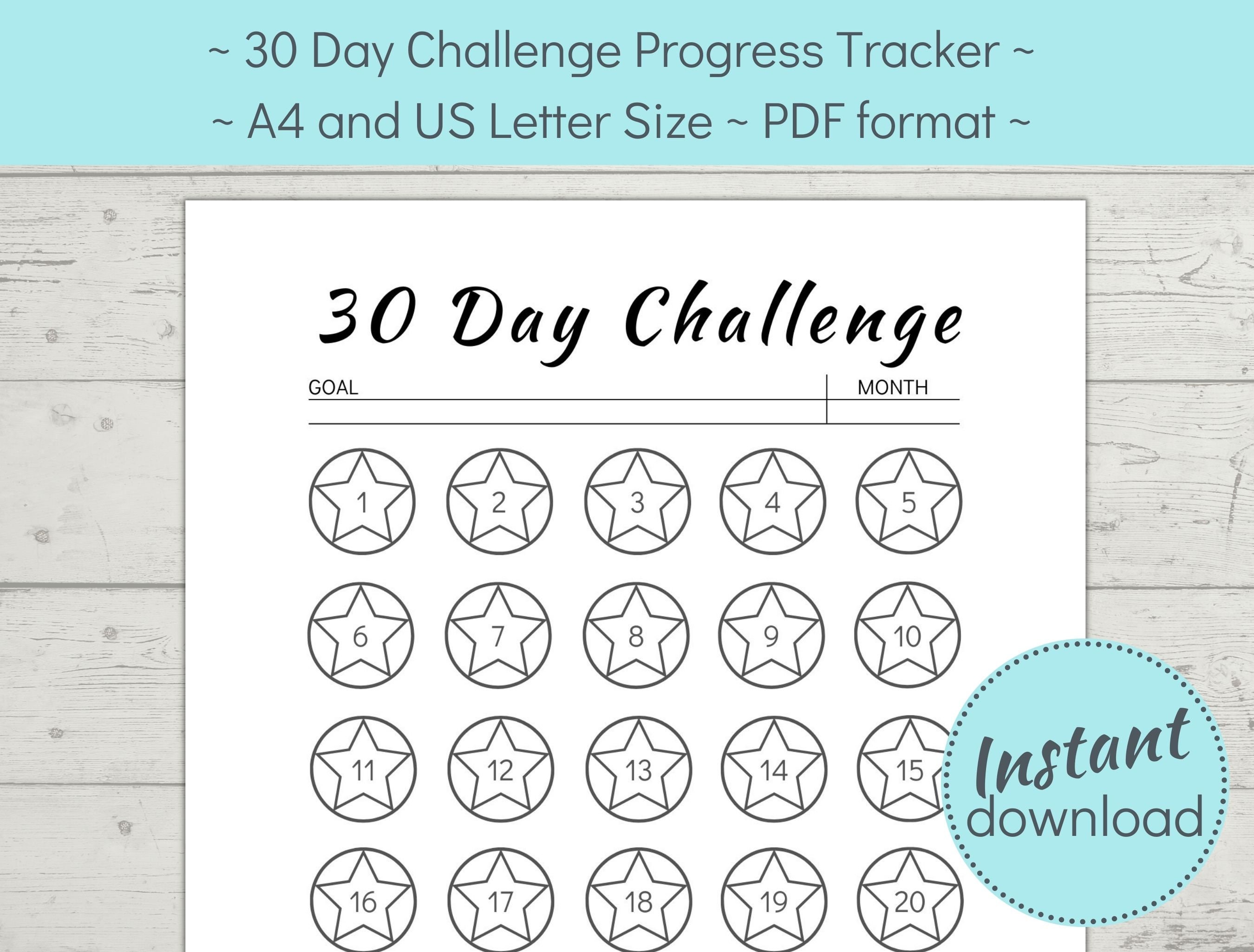 30 Day Challenge Progress Tracker Printable Habit Forming - Etsy