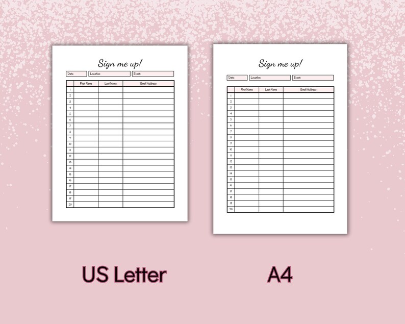 Mailing List Sign up Sheet Printable, Customer Contact Details Log ...