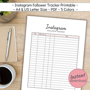 Instagram Follower Tracker Printable, Social Media Subscriber Growth ...