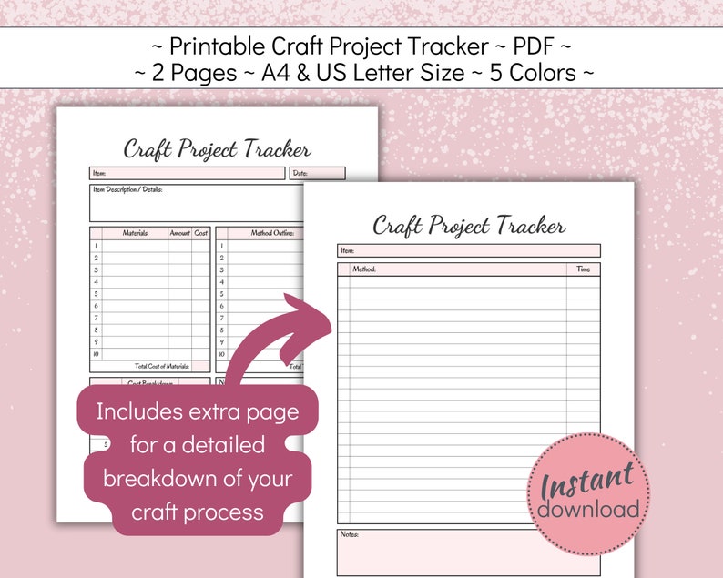 Printable Craft Project Tracker, Artisan Item Creation Planner, How to ...