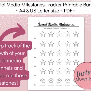 Social Media Milestones Tracker Printable Youtube Tiktok - Etsy