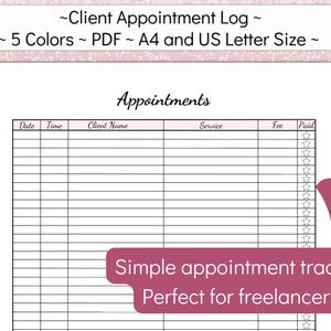 Printable Client Appointment Tracker Simple Customer Meeting - Etsy
