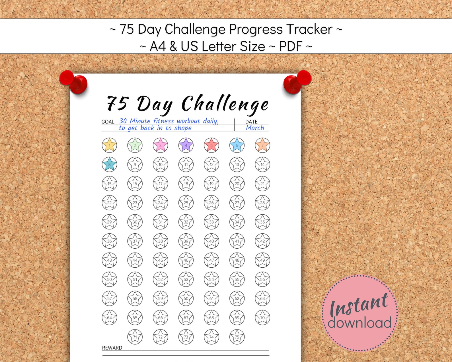 75 Day Challenge Printable, Habit Forming Action Plan, Goal Setting ...