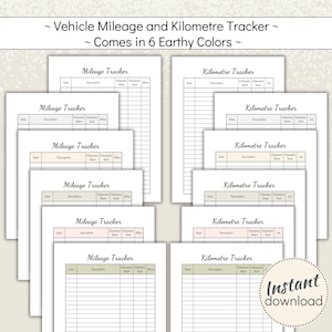 Vehicle Kilometre Log Book Printable, Km Travel Distance Logbook ...