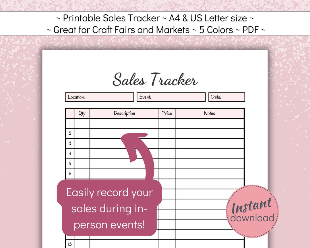 Sales Log Printable, In-person Sales Tracker for Small Business, Craft ...