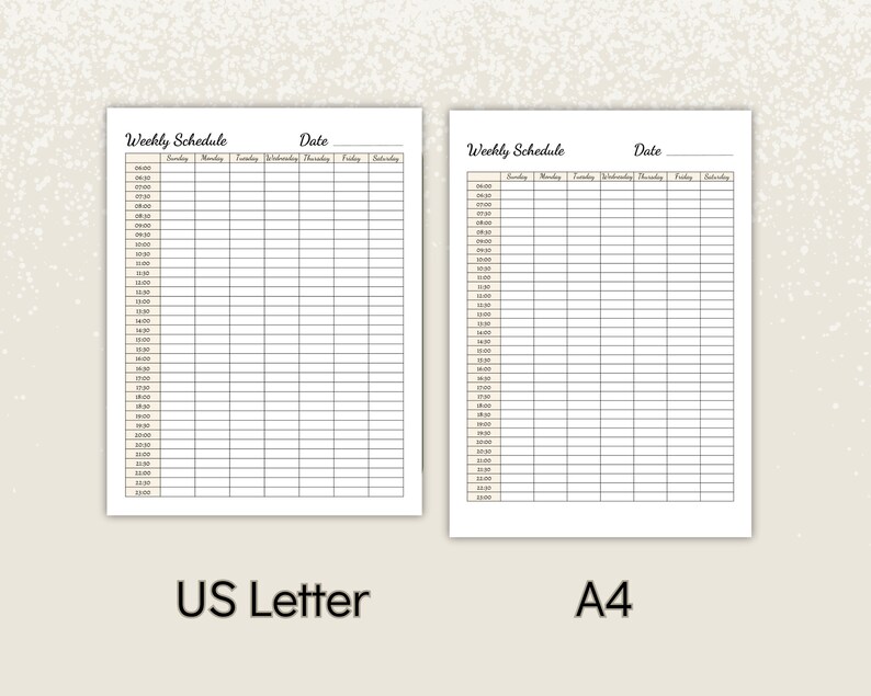 Printable Weekly to Do List With 30 Minute Intervals, Half Hour Week ...