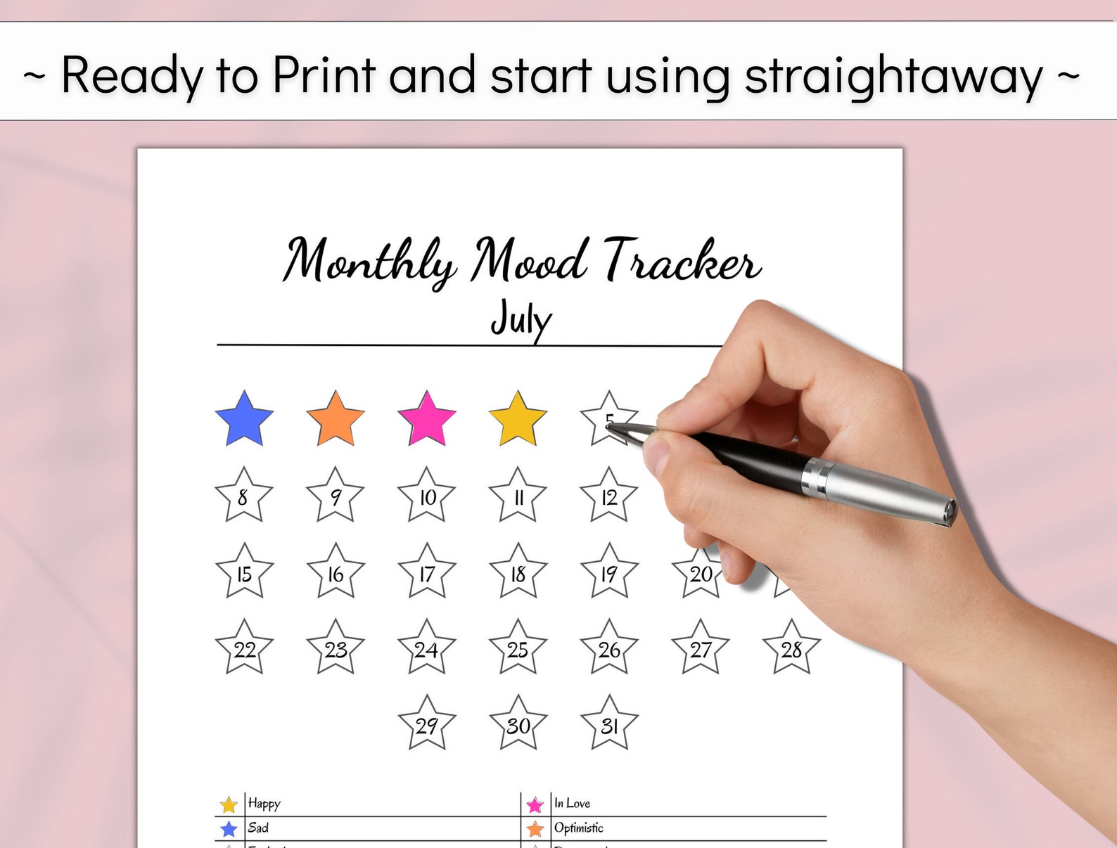 Mood Tracker Printable Bundle, Monthly Emotions Record, Wellness ...