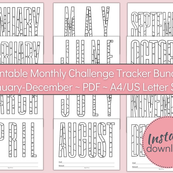 Monthly Coloring Habit Tracker - Etsy