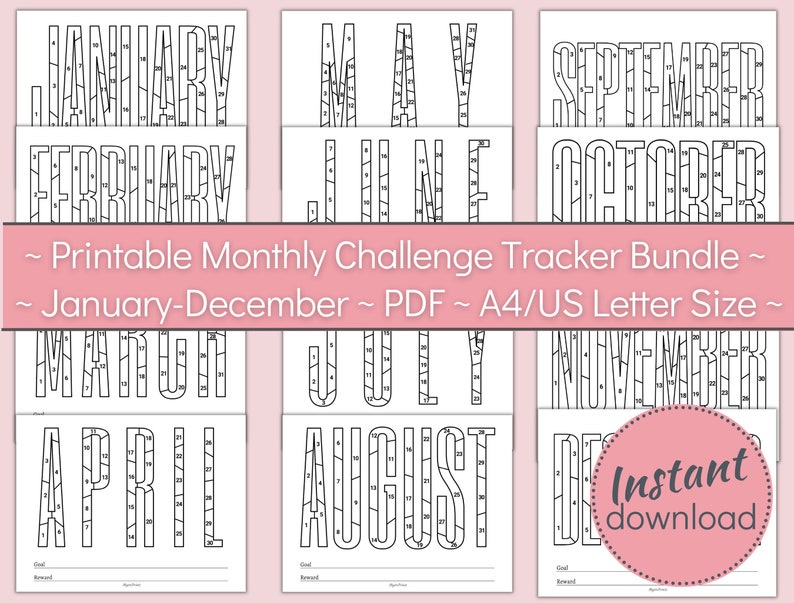 30 Day Challenge Printable Bundle Goal Setting Coloring - Etsy