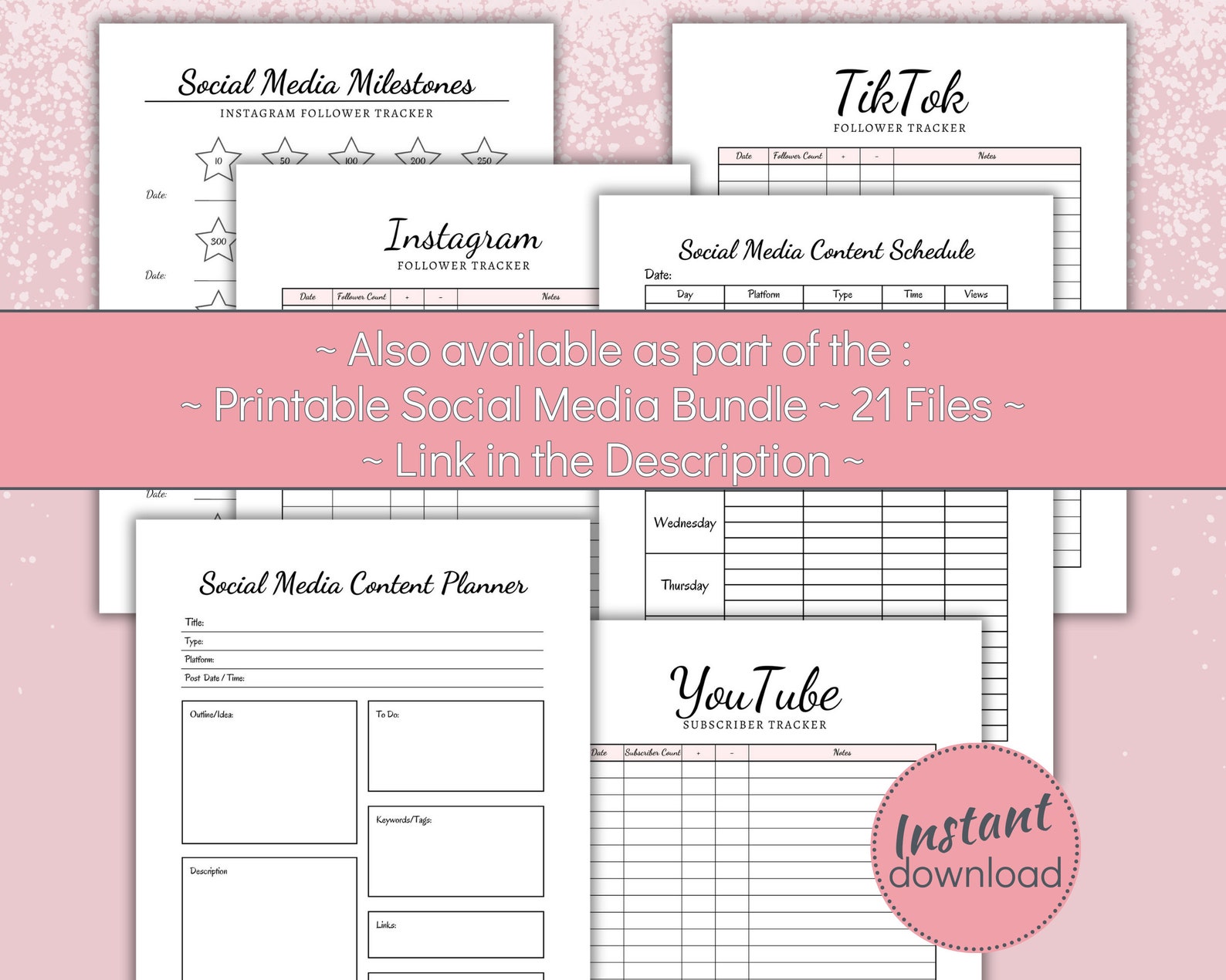 Social Media Milestones Tracker Printable, Youtube, Tiktok, Instagram ...