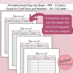 Sales Tracker, Inventory Sheet and Email List Printable Bundle, Small ...