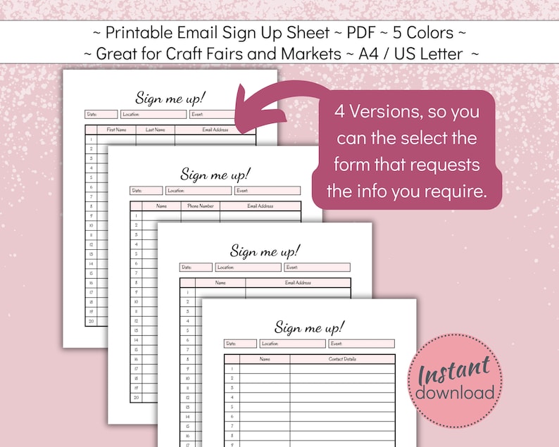 Sales Tracker, Inventory Sheet and Email List Printable Bundle, Small ...