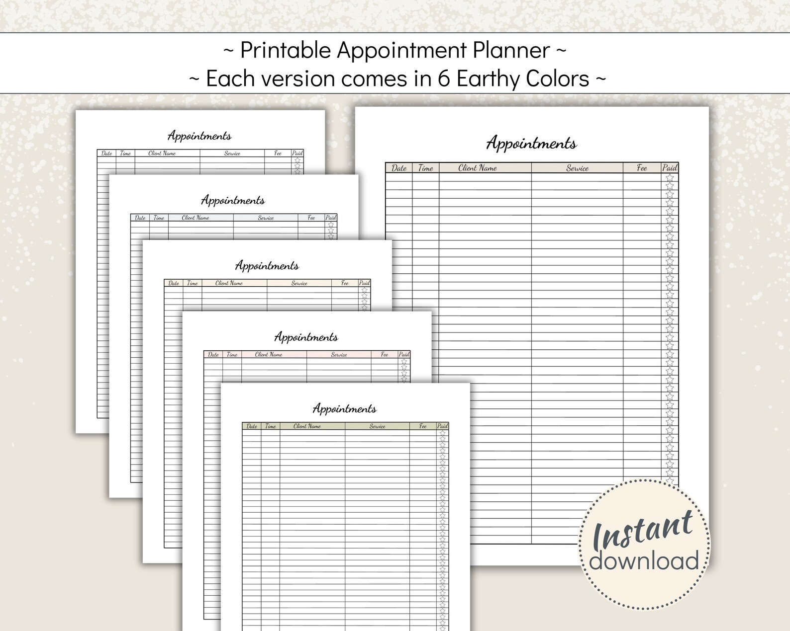 Printable Appointment Book, Client Appointment Tracker for Beauty ...