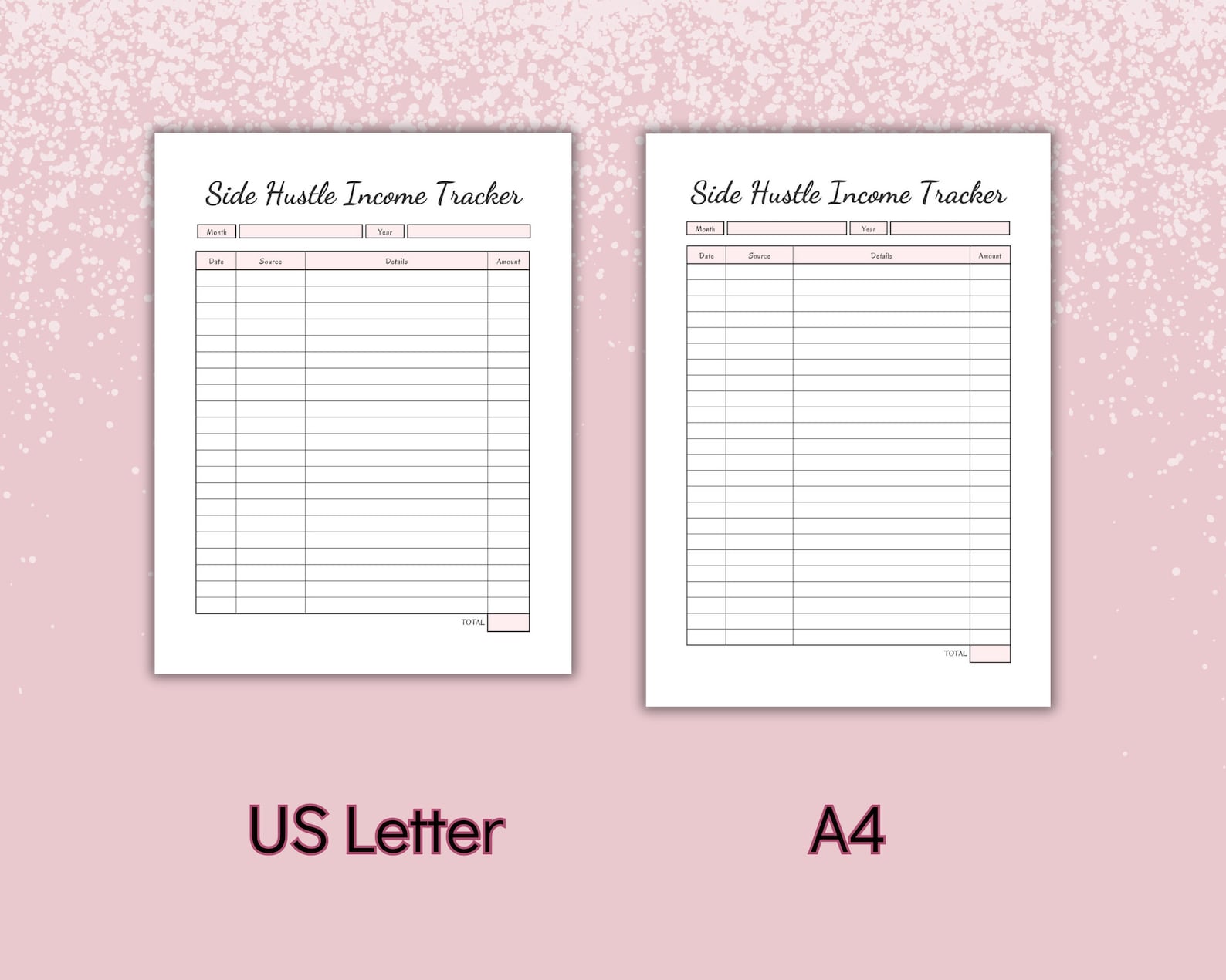 Side Hustle Income Tracker Printable, Paycheck Planner, Income Stream ...