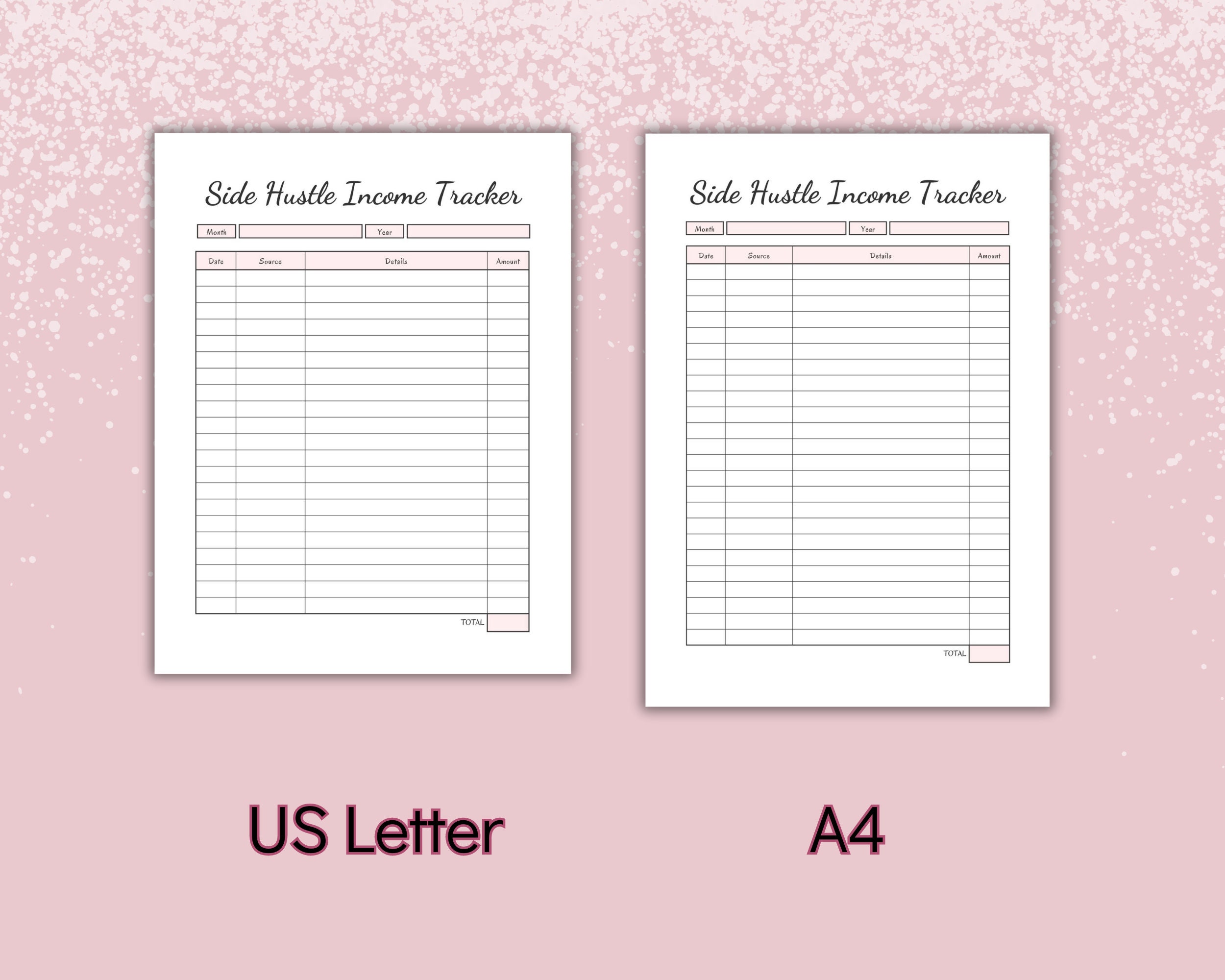 Side Hustle Income Tracker Printable, Paycheck Planner, Income Stream ...