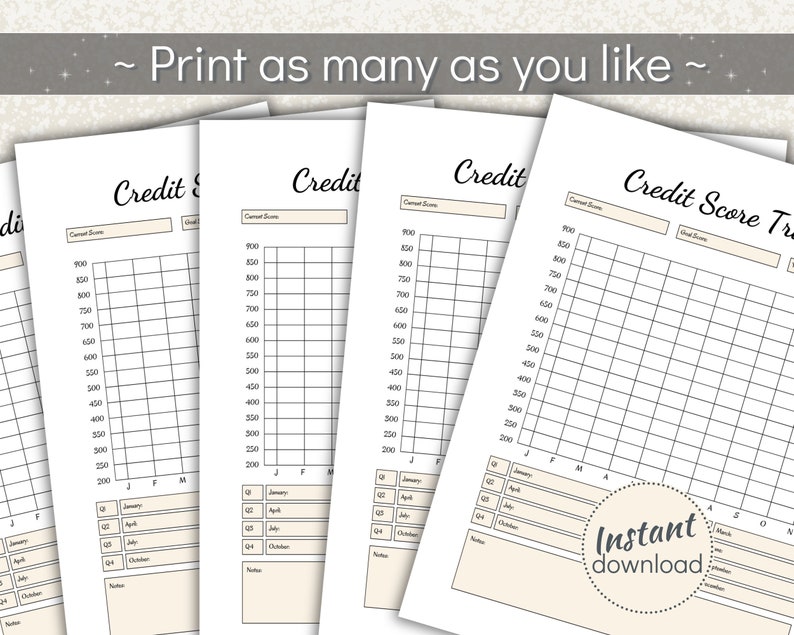 Printable Credit Repair Tracker, Credit Score Sheet, Personal Finance ...