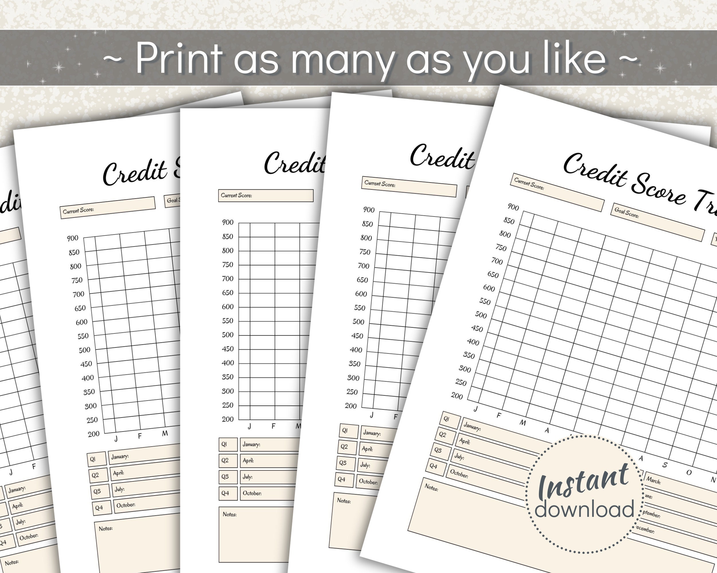 Printable Credit Repair Tracker, Credit Score Sheet, Personal Finance ...