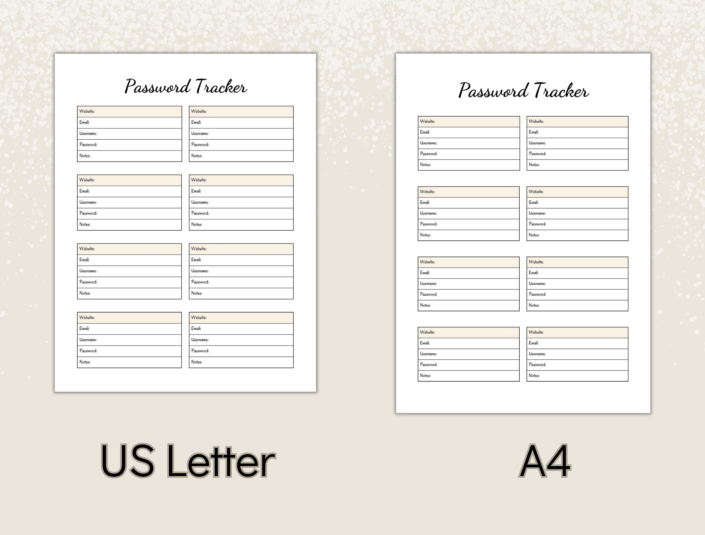 Password Tracker Printable, Website Login Details List, Online Account ...