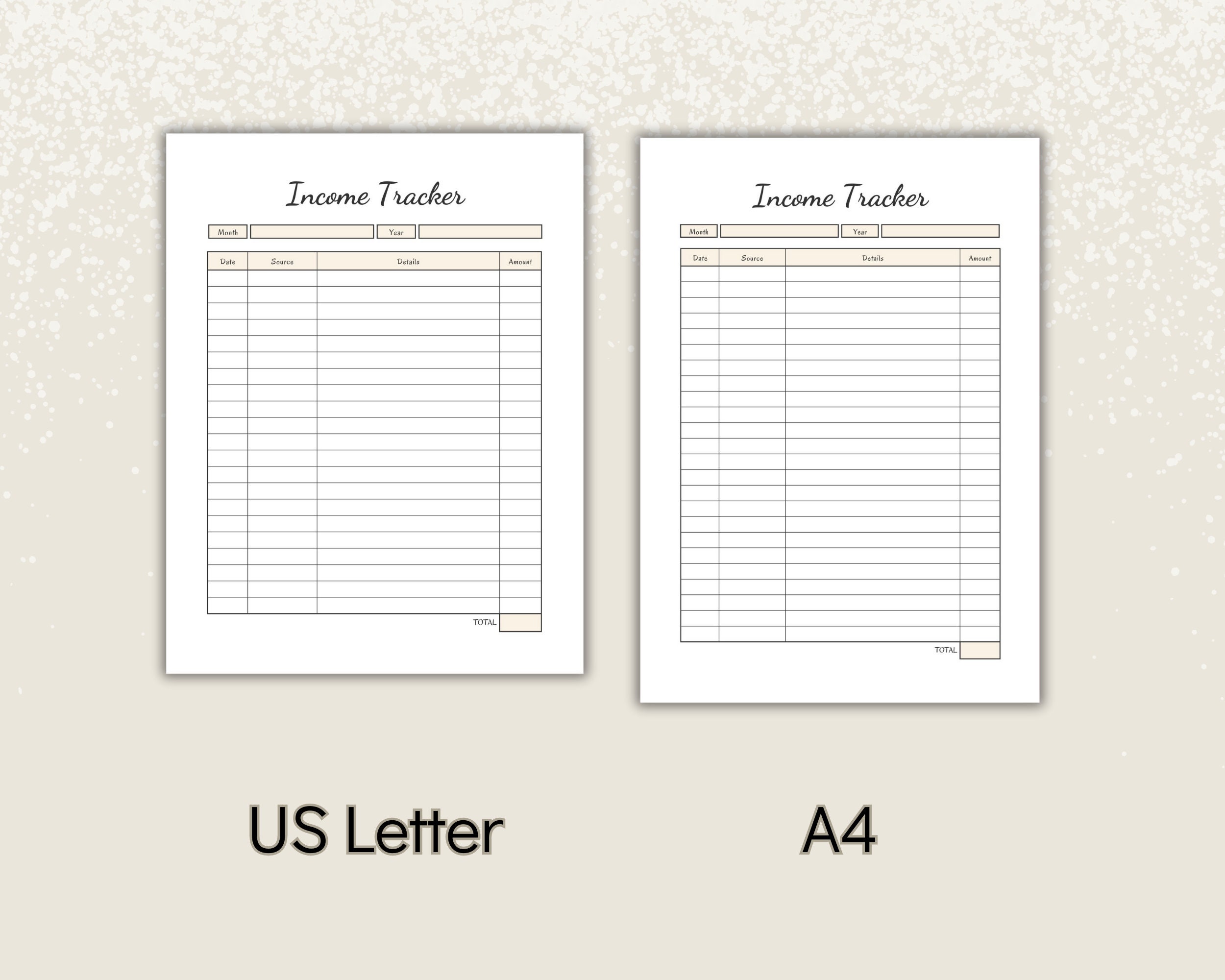 Printable Monthly Income Tracker, Financial Planner, Earnings Sheet ...