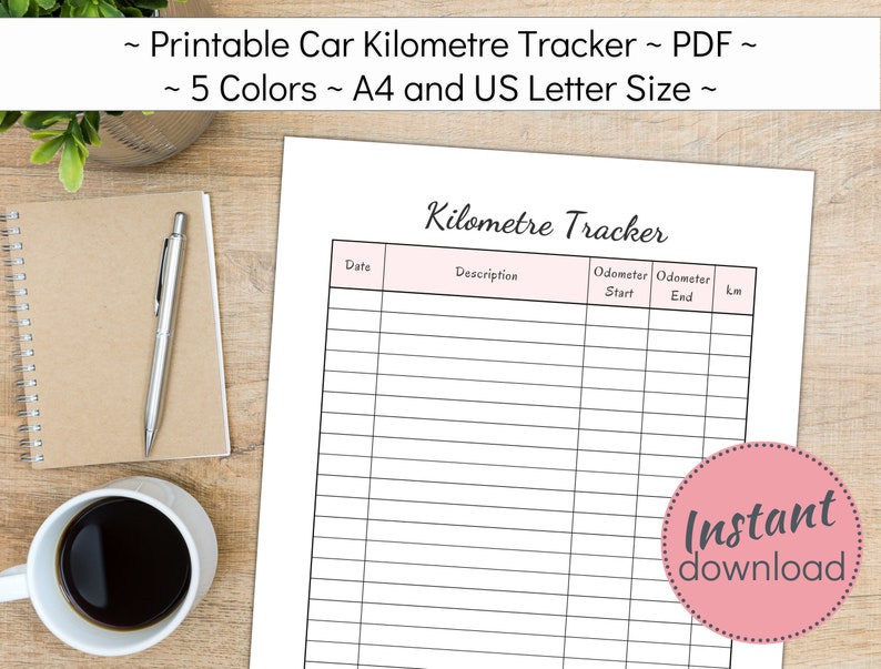 Printable Vehicle Kilometre Log Book Travel Distance Logbook - Etsy