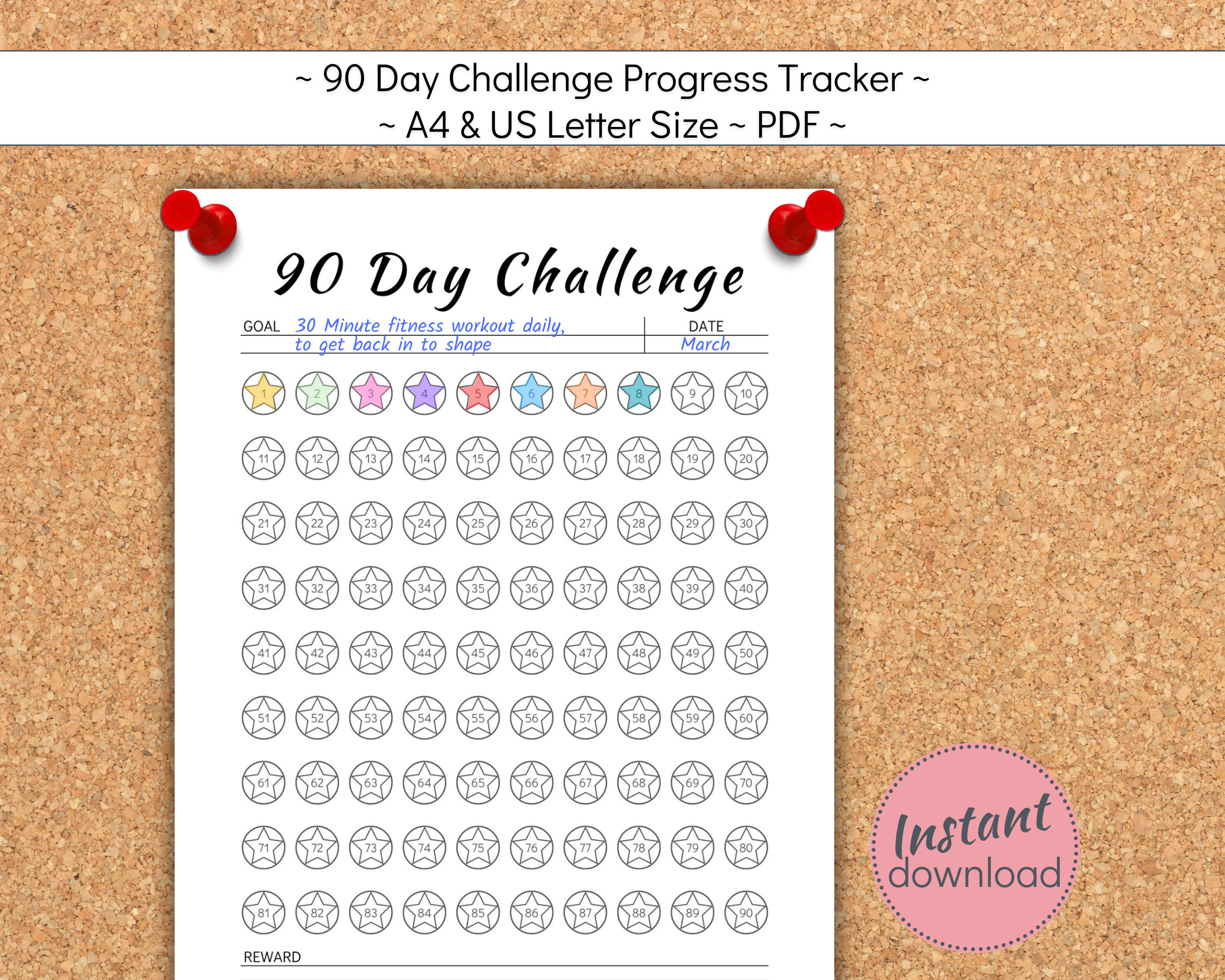 90 Day Challenge Tracker Printable Habit Forming Action Plan - Etsy