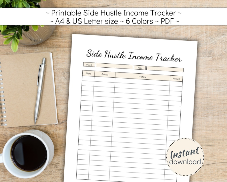 Printable Side Hustle Income Tracker Paycheck Planner Income - Etsy