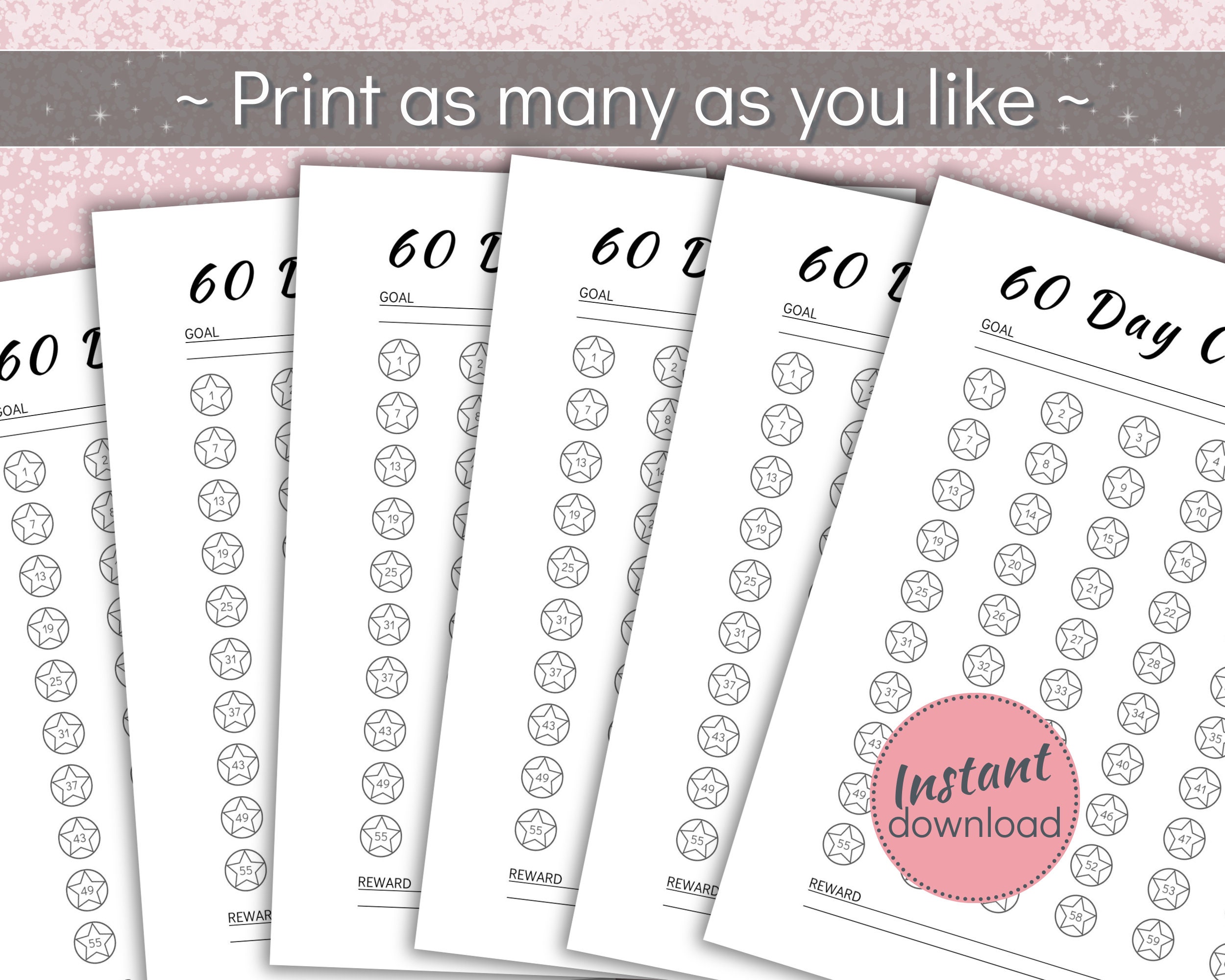 Goal Setting Printable Bundle, Challenge Progress Tracker, Habit ...