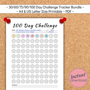 Goal Setting Printable Bundle, Challenge Progress Tracker, Habit ...
