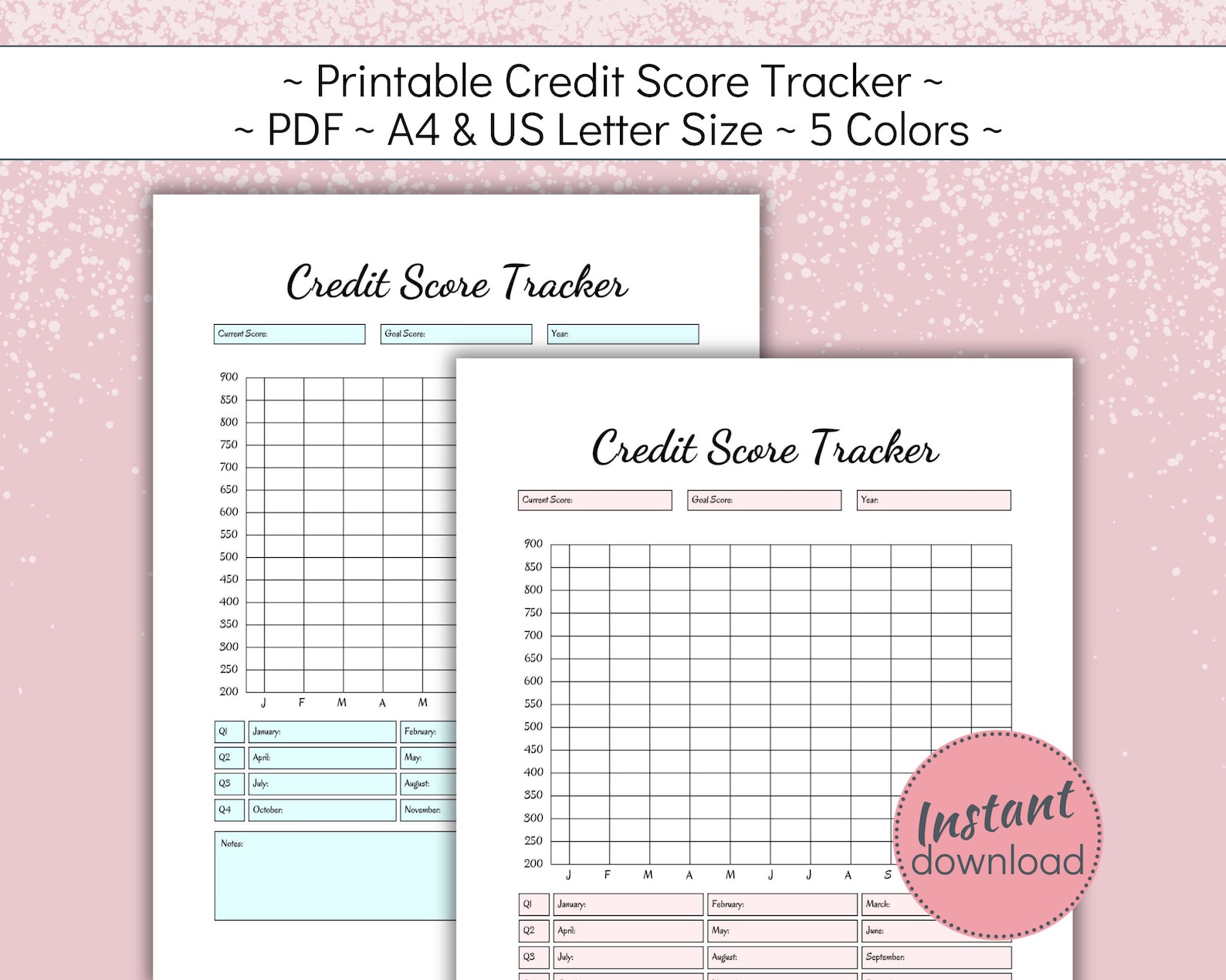 Printable Credit Score Tracker, Credit Repair Sheet, Personal Finance ...