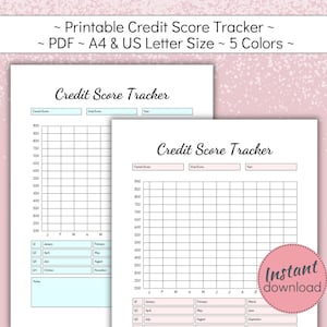 Printable Credit Score Tracker, Credit Repair Sheet, Personal Finance ...