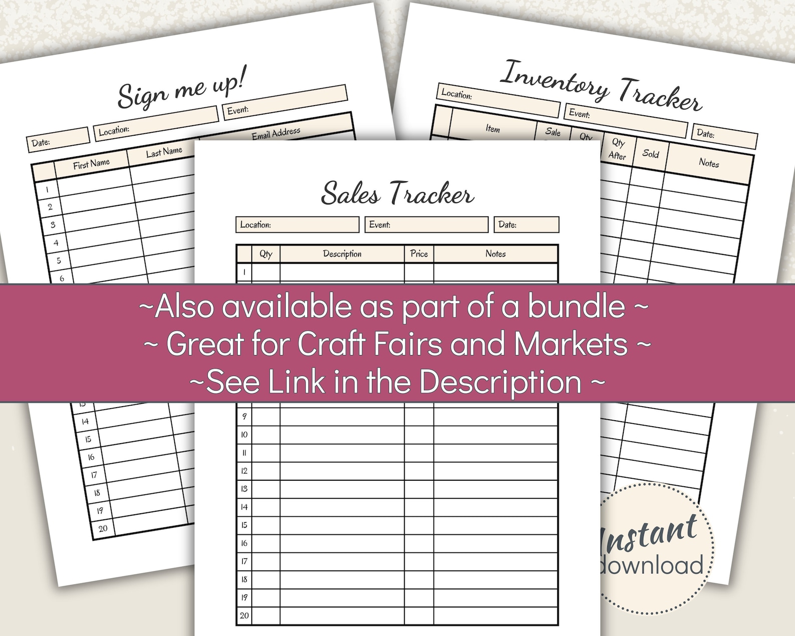 Printable Stock Tracker, In-person Inventory Tracking Sheet for Small ...