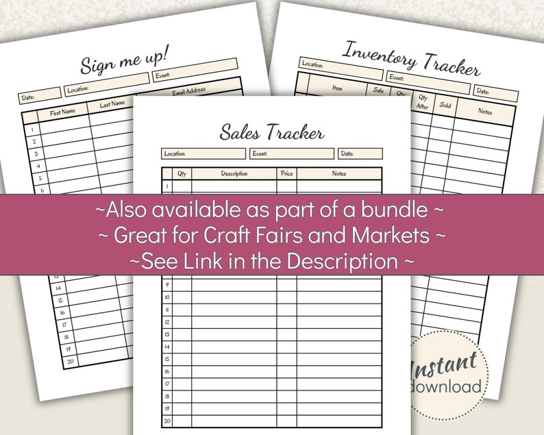 Printable Stock Tracker, In-person Inventory Tracking Sheet for Small ...