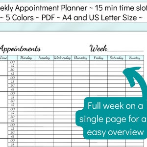 Printable Client Appointment Sheet With 15 Minute Time Slots - Etsy