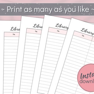 Library Book Tracker Printable, Book Borrow Lending Log, Return Due ...