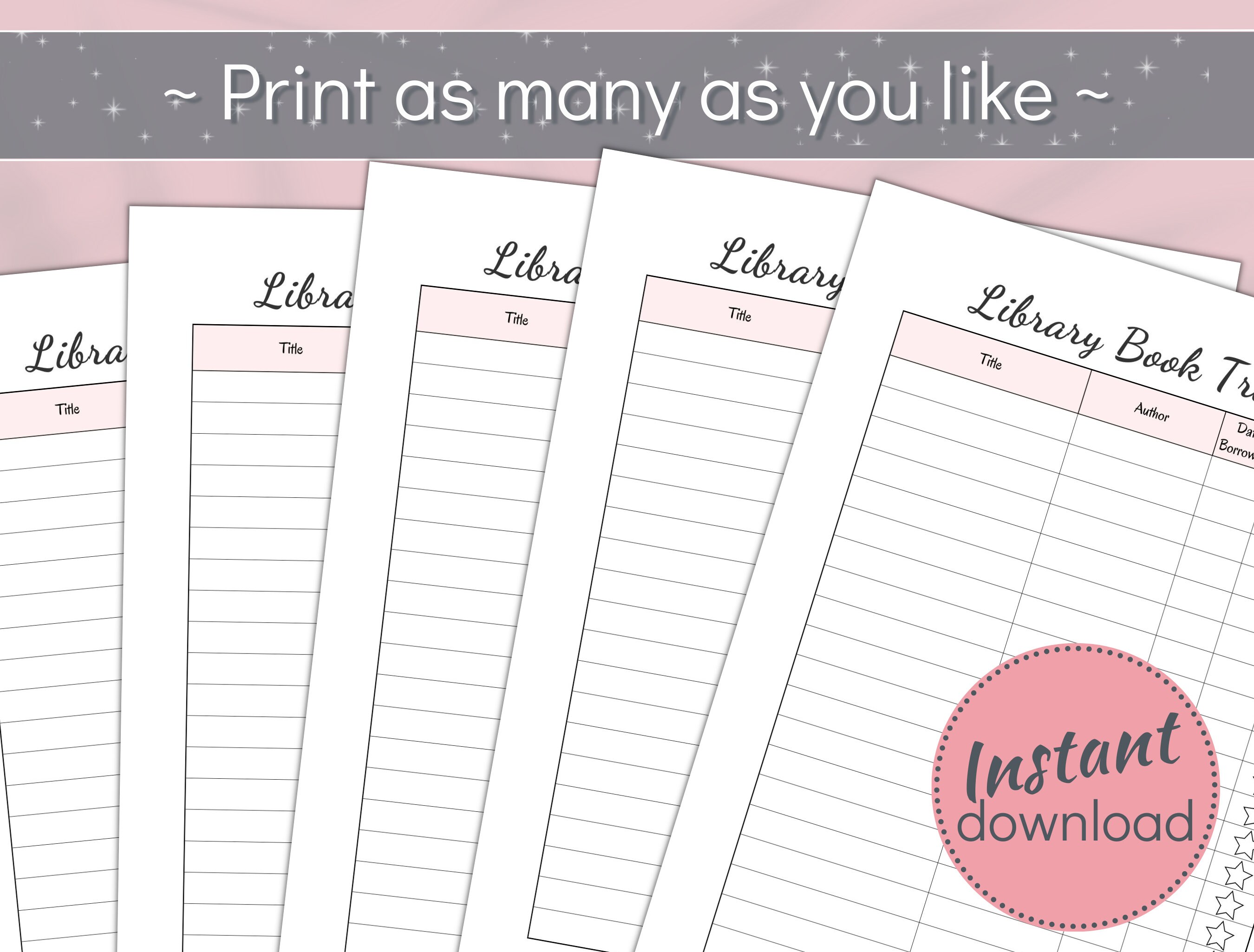 Library Book Tracker Printable, Book Borrow Lending Log, Return Due ...