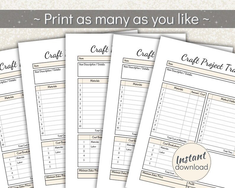Printable Artisan Project Tracker, Craft Creation Planner, How to ...
