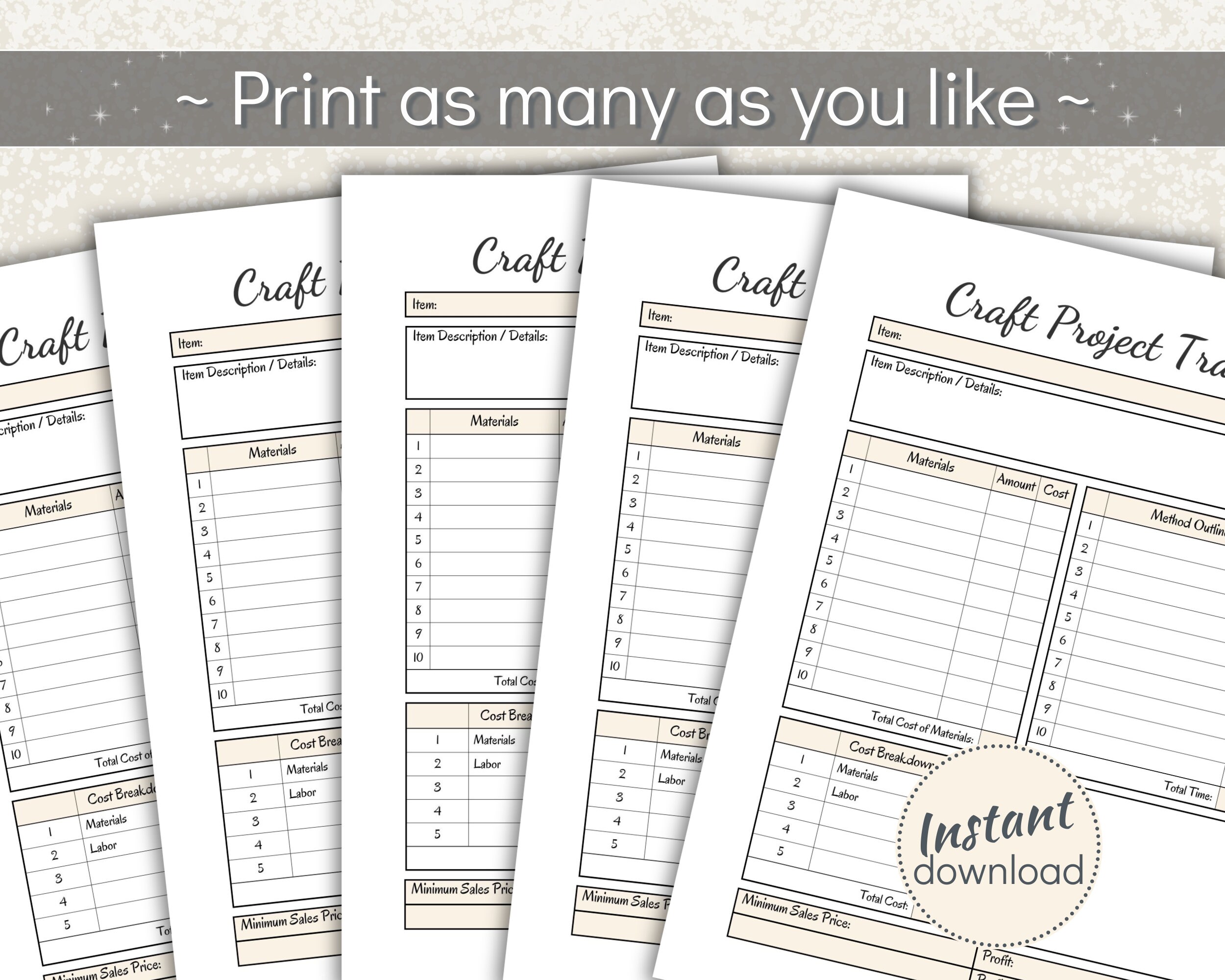 Printable Artisan Project Tracker, Craft Creation Planner, How to ...