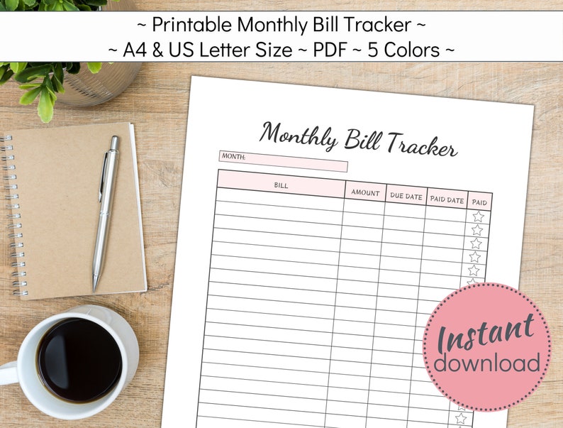 Monthly Bill Pay Checklist Printable Subscription Tracker - Etsy