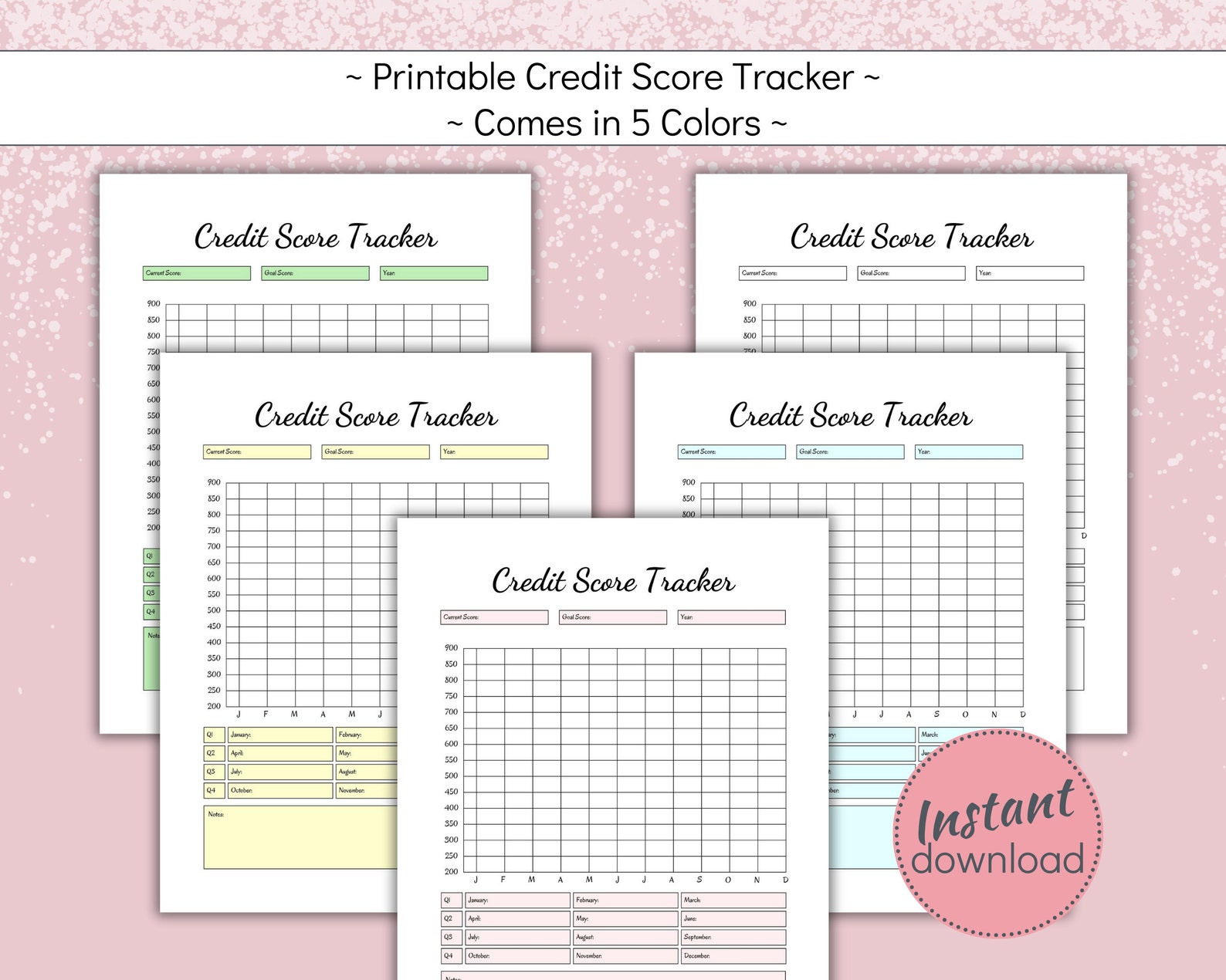 Printable Credit Score Tracker, Credit Repair Sheet, Personal Finance ...