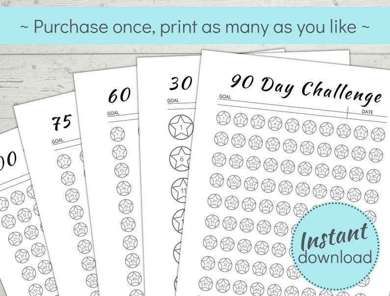 Goal Setting Printable Bundle Challenge Progress Tracker - Etsy