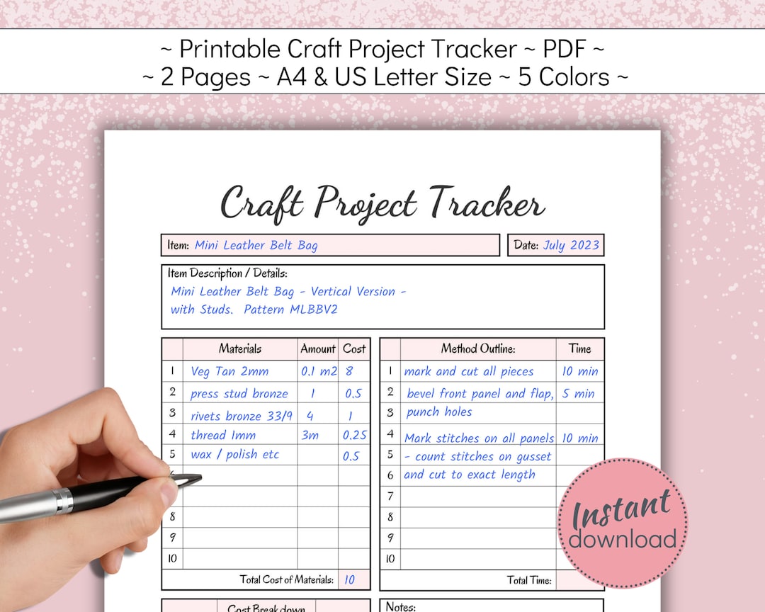 Printable Craft Project Tracker, Artisan Item Creation Planner, How to ...