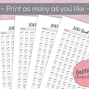 100 Book Challenge Tracker Printable, Booklover Reading Goals, Book ...