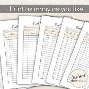 Printable Fuel Cost Tracker, Driving Expense Logbook, Gas Price Log ...